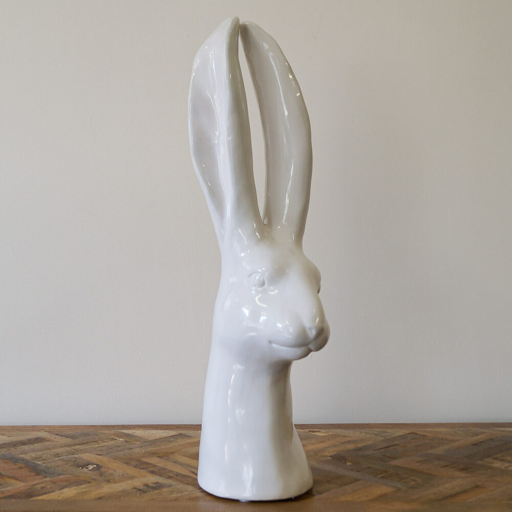 Large White Ceramic Rabbit Head - Charlotte's Interiors