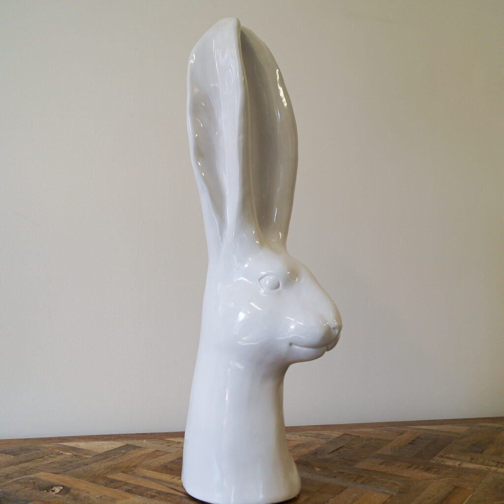 Large White Ceramic Rabbit Head - Charlotte's Interiors